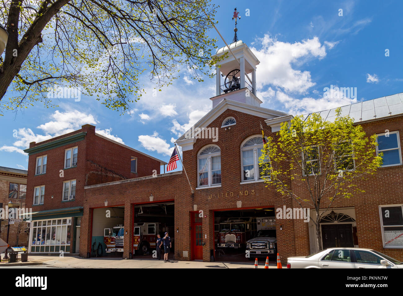 Frederick, MD, USA - April 26, 2015: The Frederick Fire Department fire ...