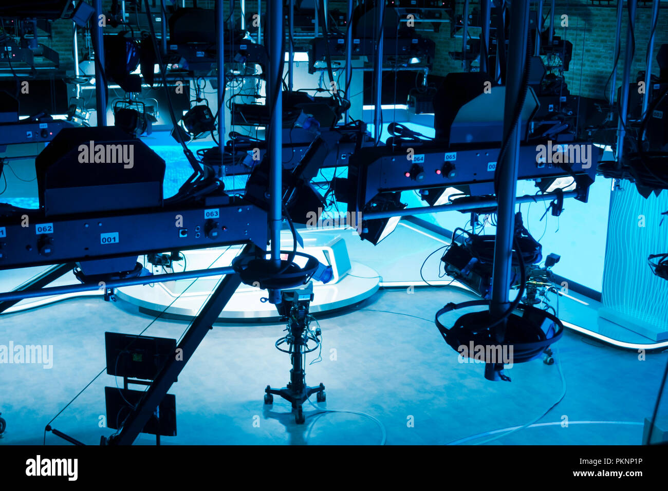 NEWS studio with light and camera equipment ready for recordind release ...