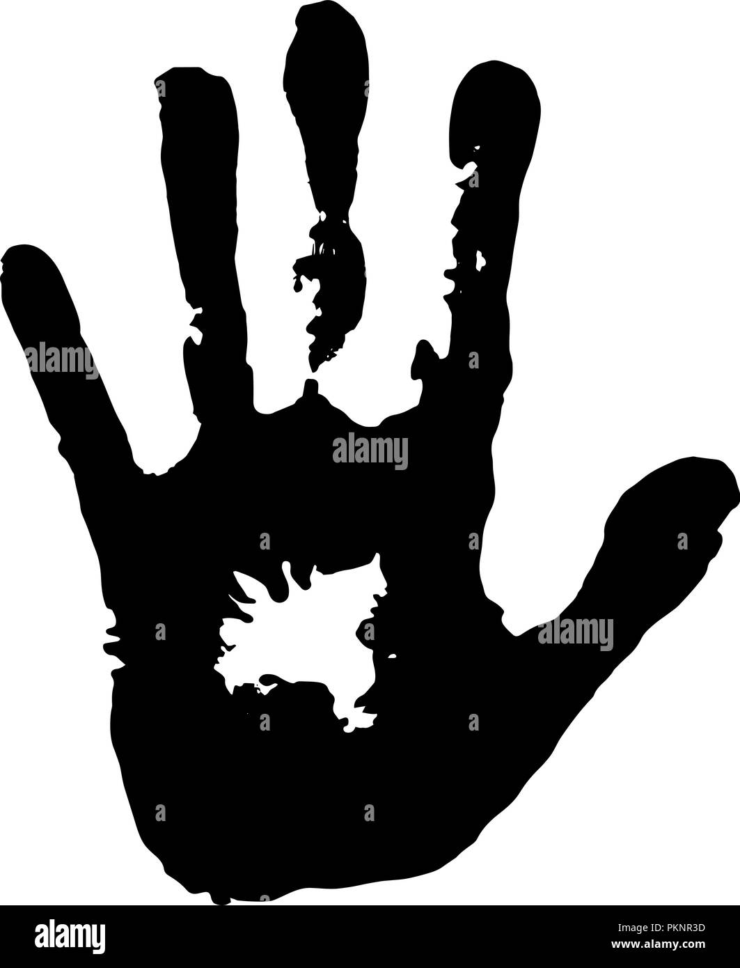 Vector black handprint, isolated on white background for art. detst ...