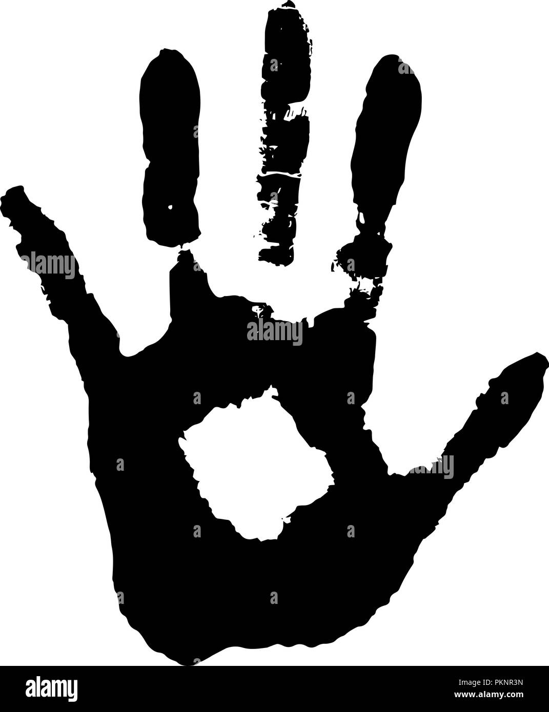 Vector black handprint, isolated on white background for art. detst ...