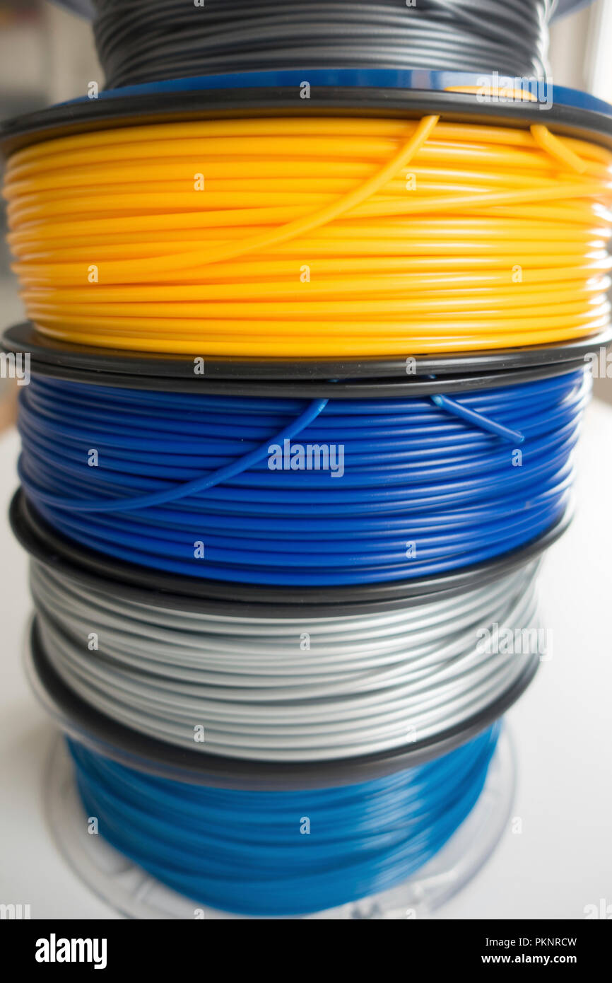 Spools of plastic filaments for 3D printing Stock Photo - Alamy