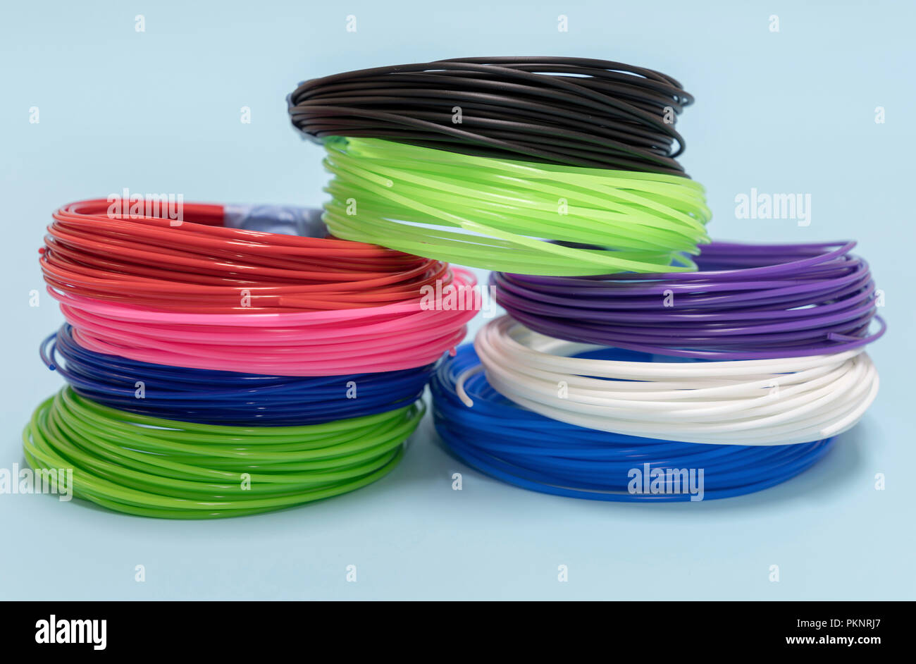 Plastic filaments for 3D printing Stock Photo - Alamy