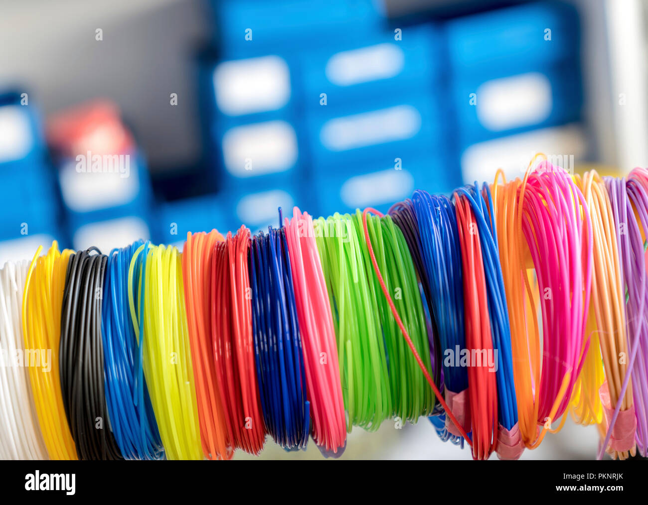 Plastic filaments for 3D printing Stock Photo - Alamy