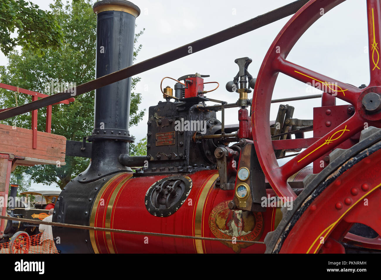 Threshing machine powered by a traction engine built in 1915 being used ...