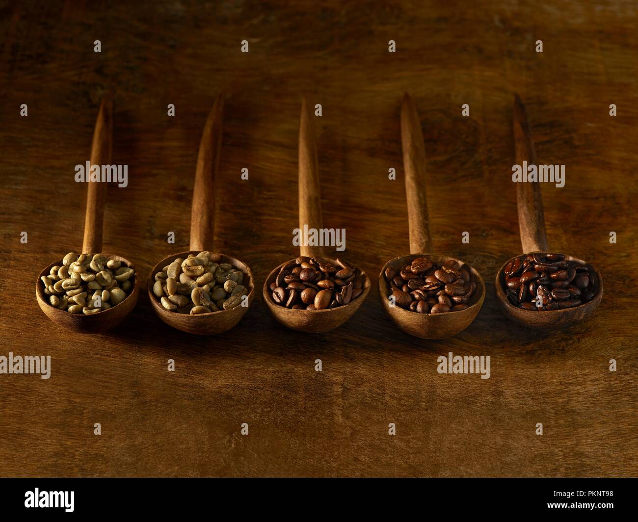 Wooden spoons with coffee beans Stock Photo - Alamy