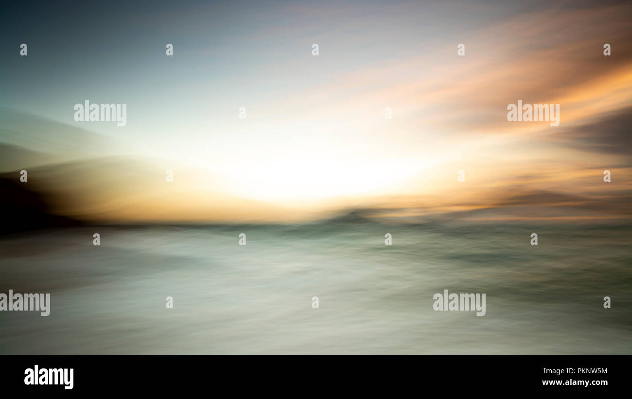 Abstract ICM - Sunset at Thurlston Beach Stock Photo - Alamy