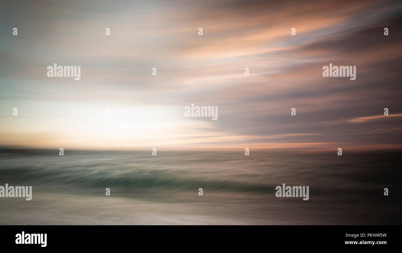 Abstract ICM - Sunset at Thurlston Beach Stock Photo - Alamy