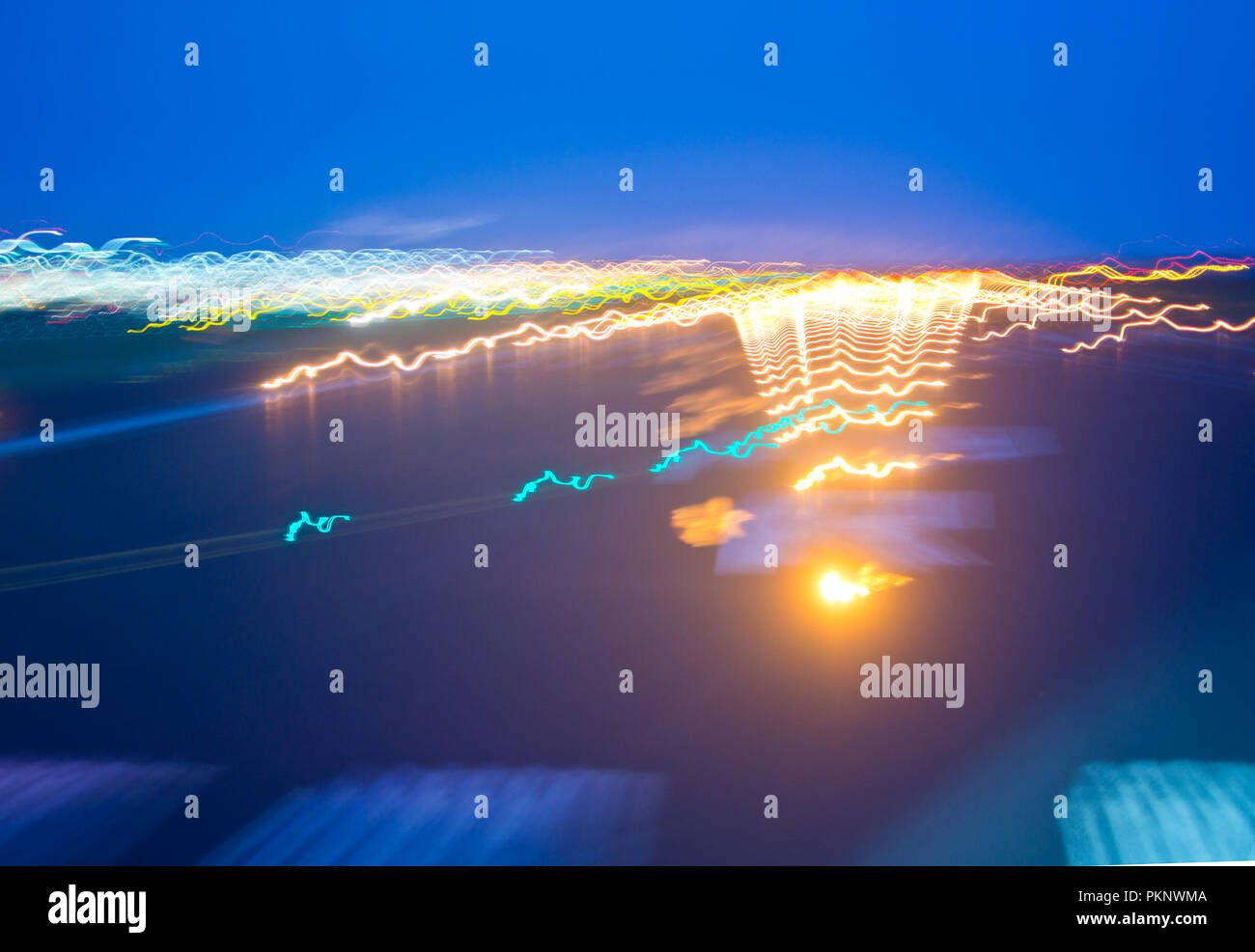 Abstract landscapes with lights from evening flight Stock Photo - Alamy