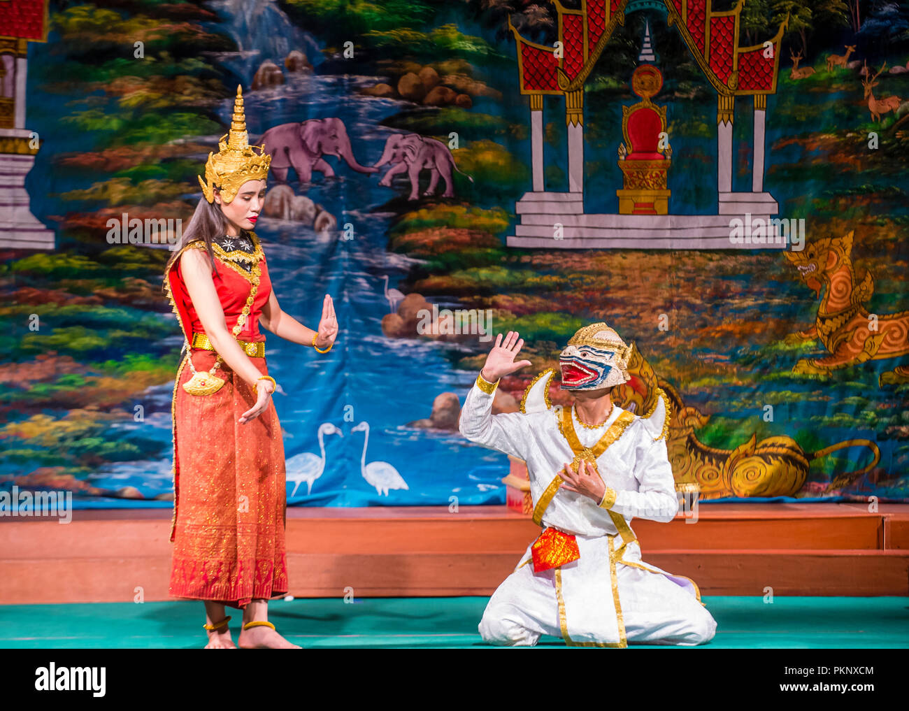 Laotian dancers perform in the Royal Ballet Theatre in Luang Prabang ...