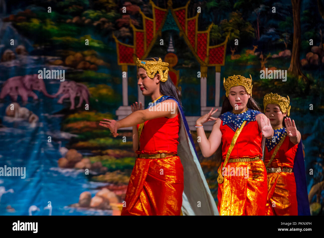 Laotian dancers perform in the Royal Ballet Theatre in Luang Prabang ...