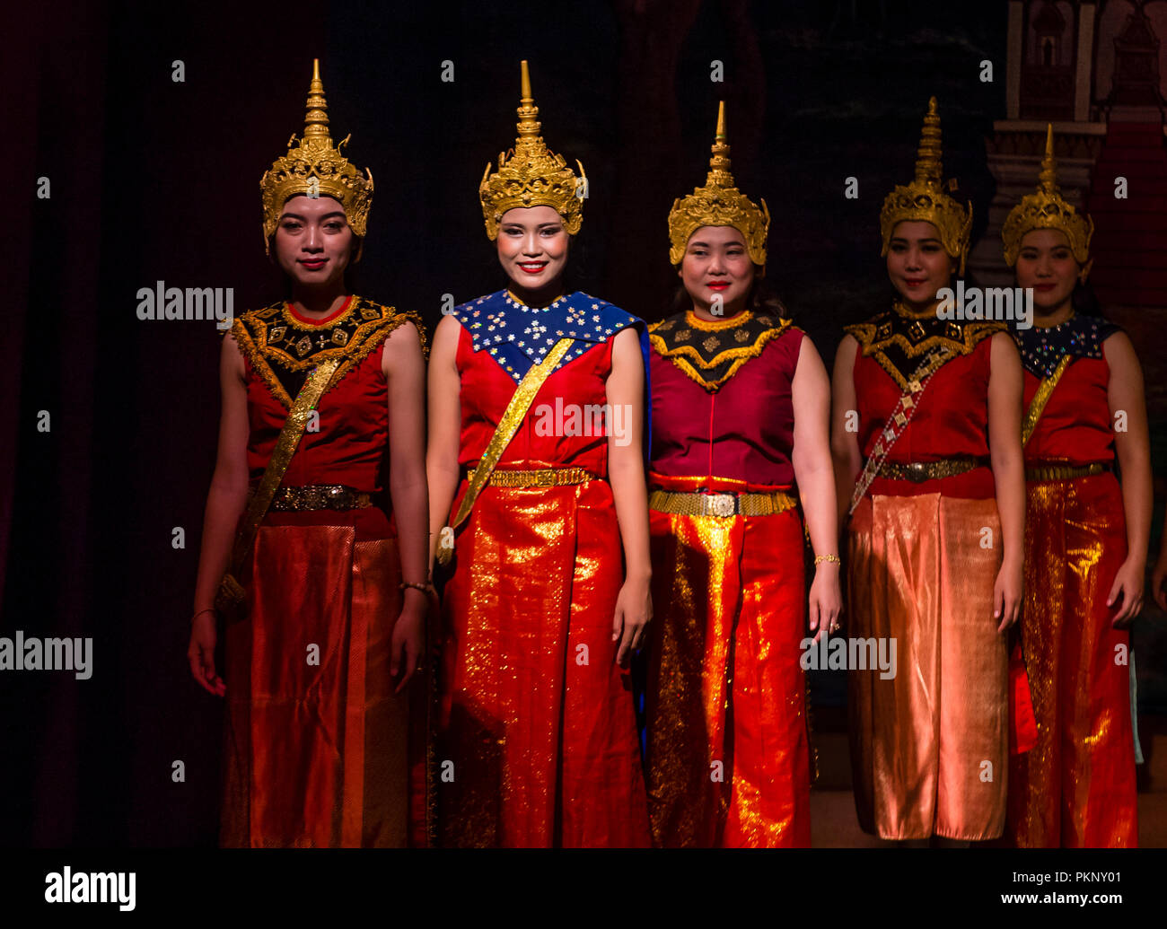 Laotian dancers perform in the Royal Ballet Theatre in Luang Prabang ...