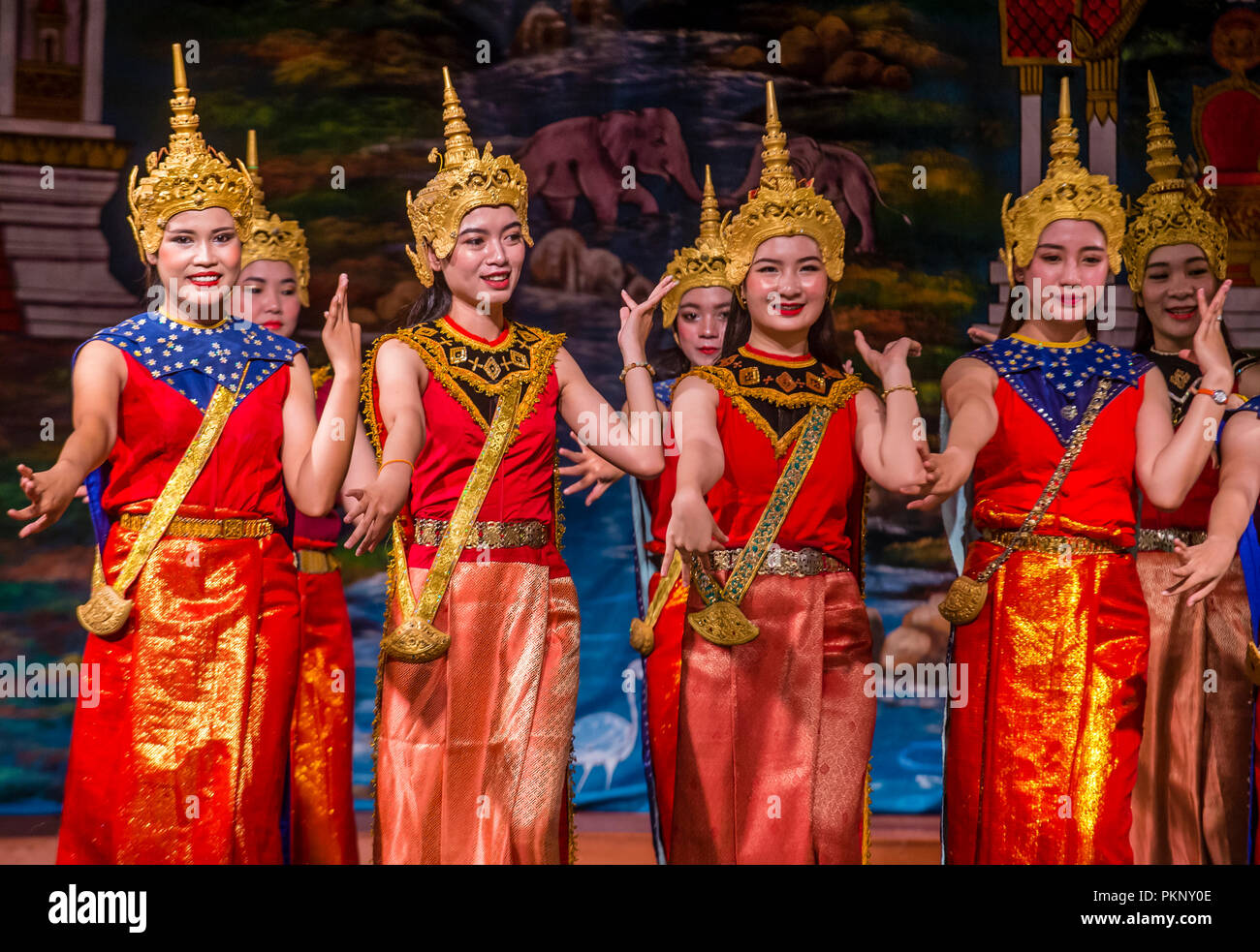 Laotian dancers perform in the Royal Ballet Theatre in Luang Prabang ...