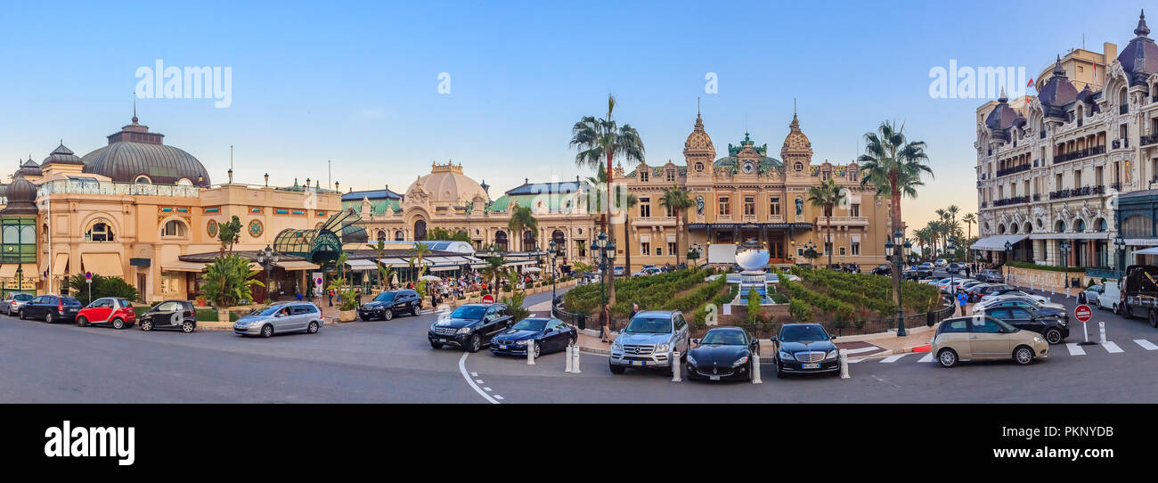 Panoramic view of Place du Casino in Monte Carlo Monaco with Grand ...