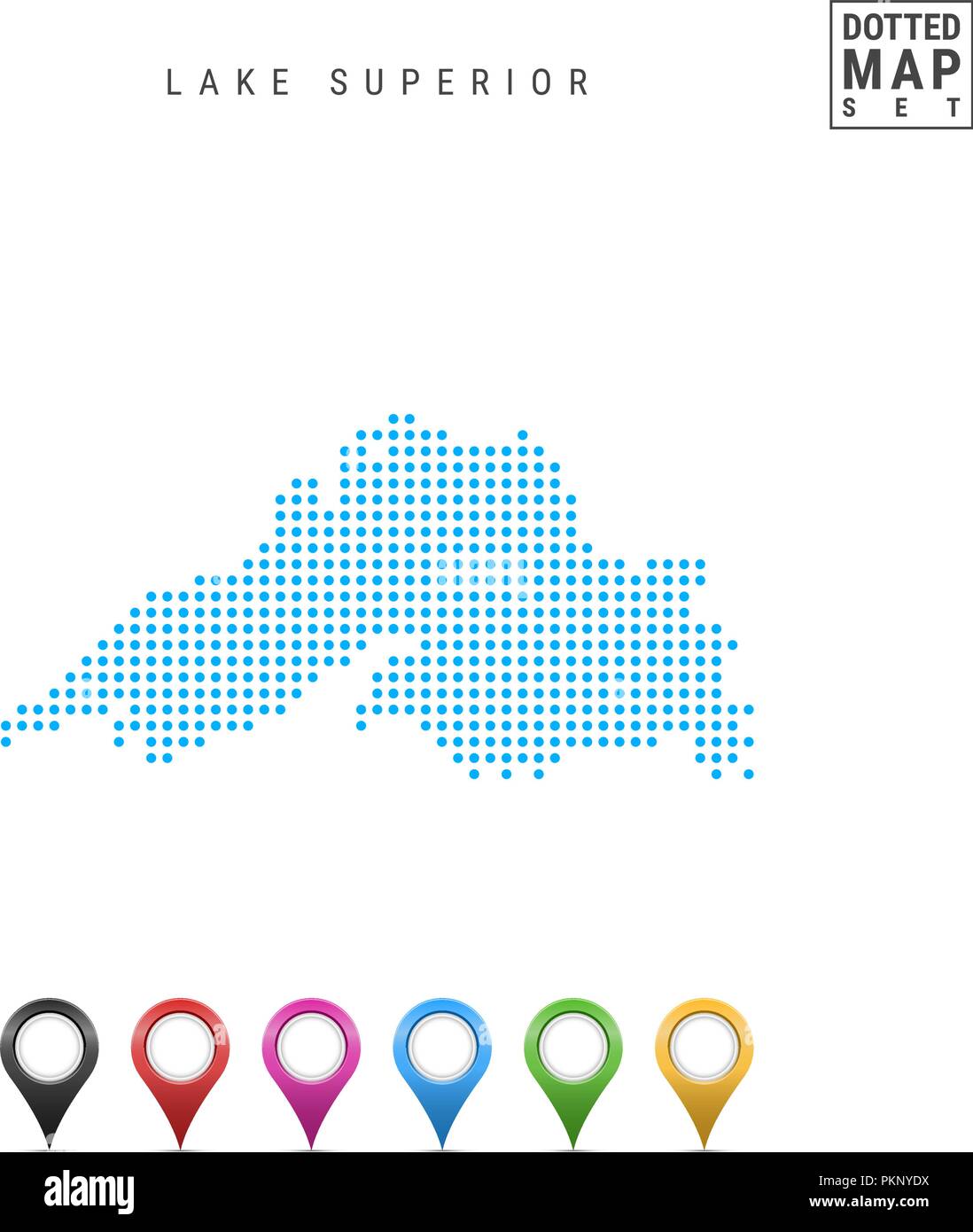 Dots Pattern Vector Map Of Lake Superior Stylized Simple Silhouette Of