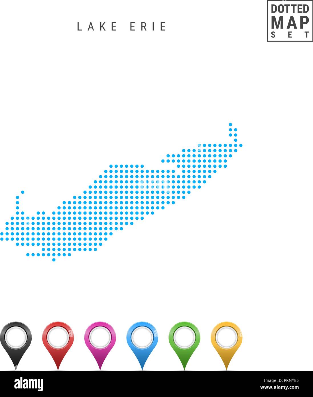 Dots Pattern Vector Map of Lake Erie. Stylized Simple Silhouette of ...