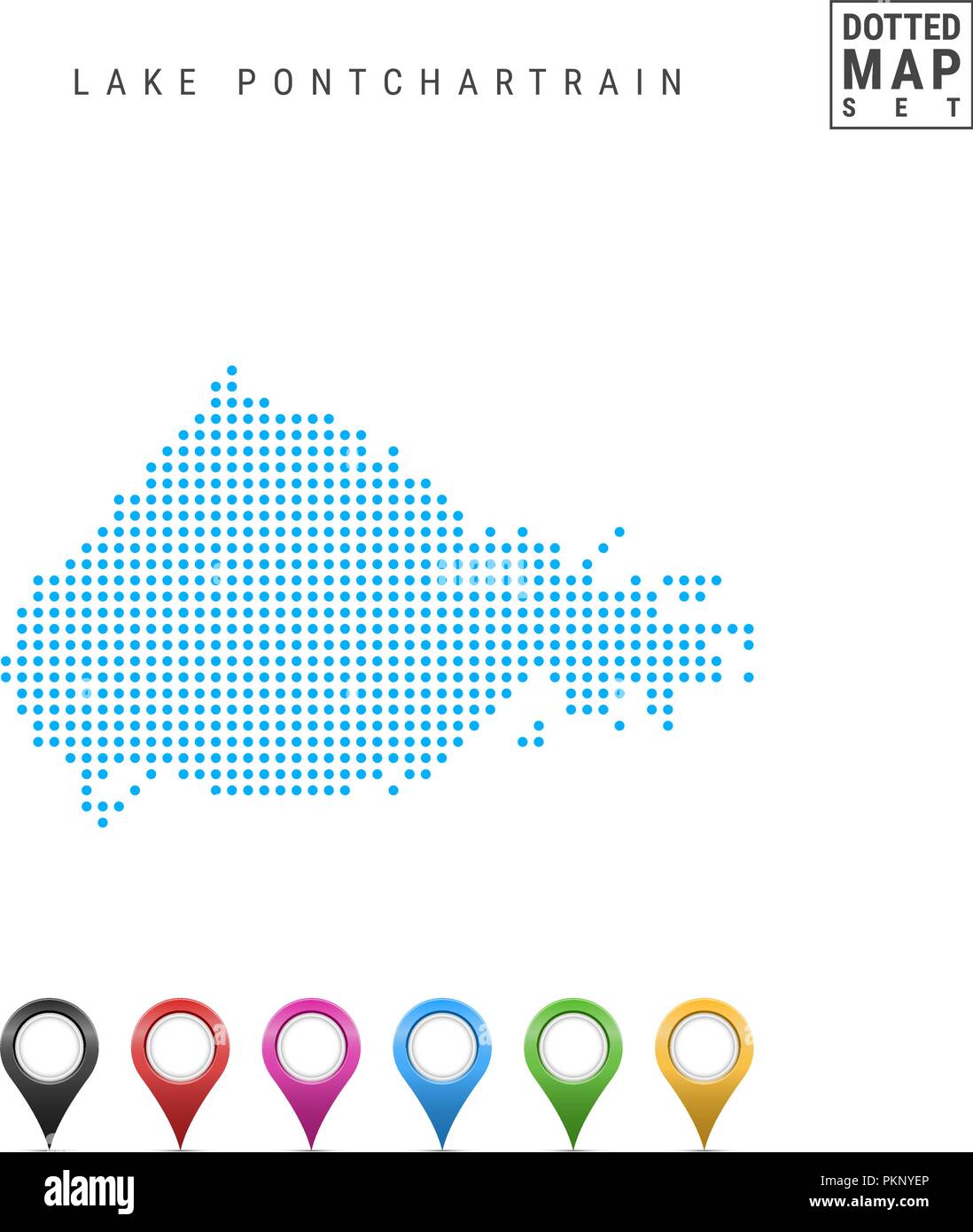 Dots Pattern Vector Map of Lake Pontchartrain, Louisiana. Stylized ...