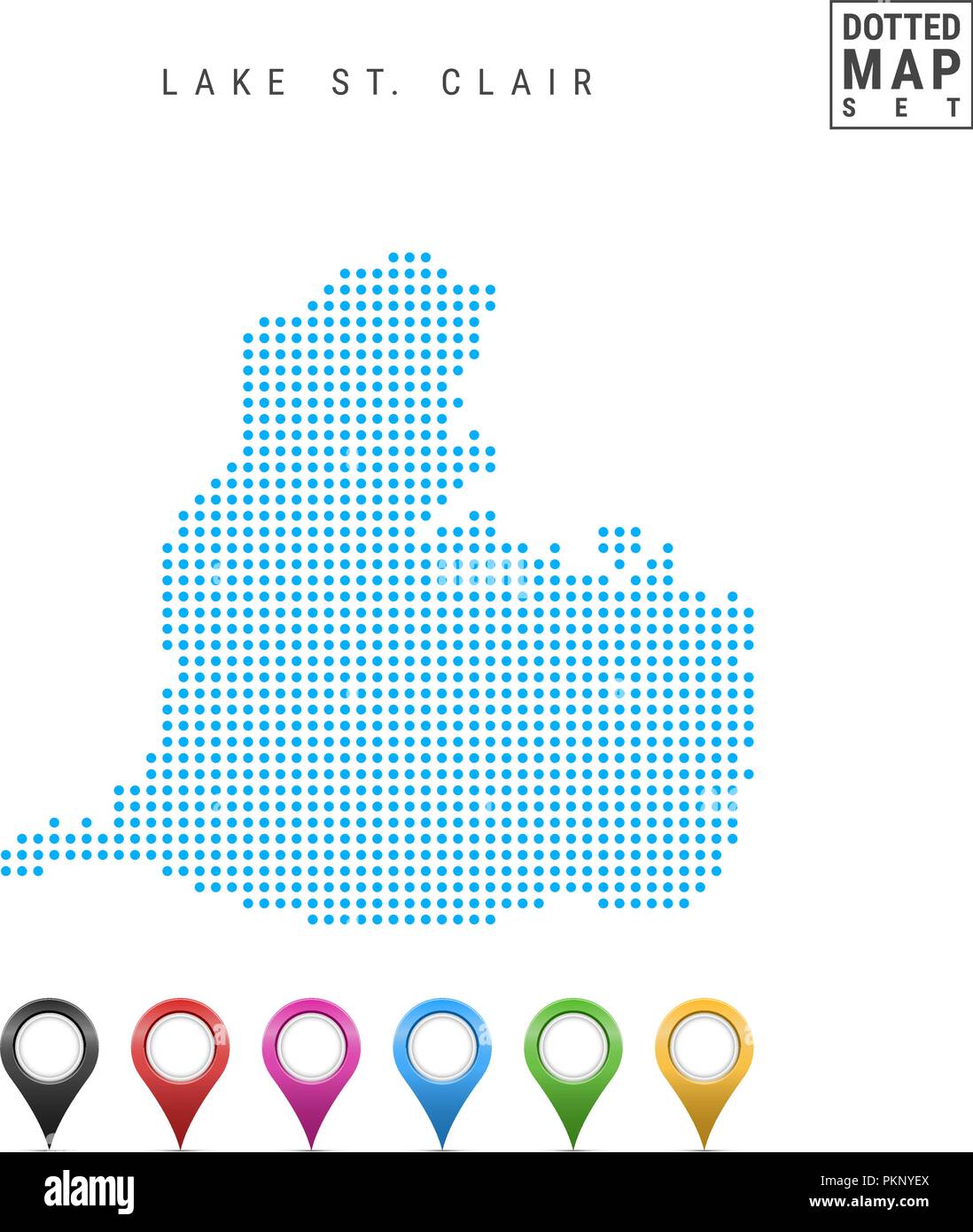 Dots Pattern Vector Map of Lake St. Clair, Ontario-Michigan. Stylized ...