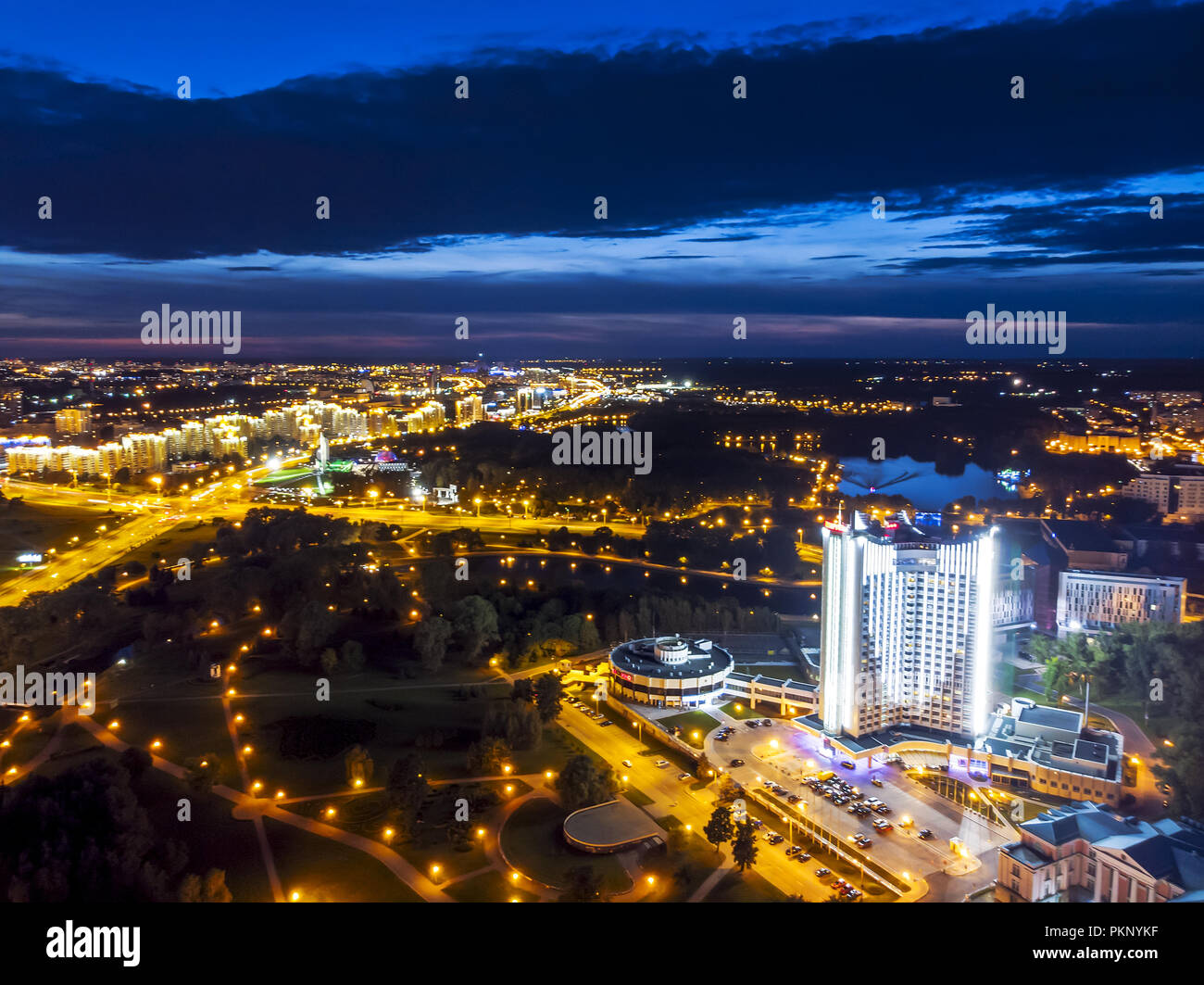 Minsk, Belarus – August 19, 2018: Aerial top view of urban ...