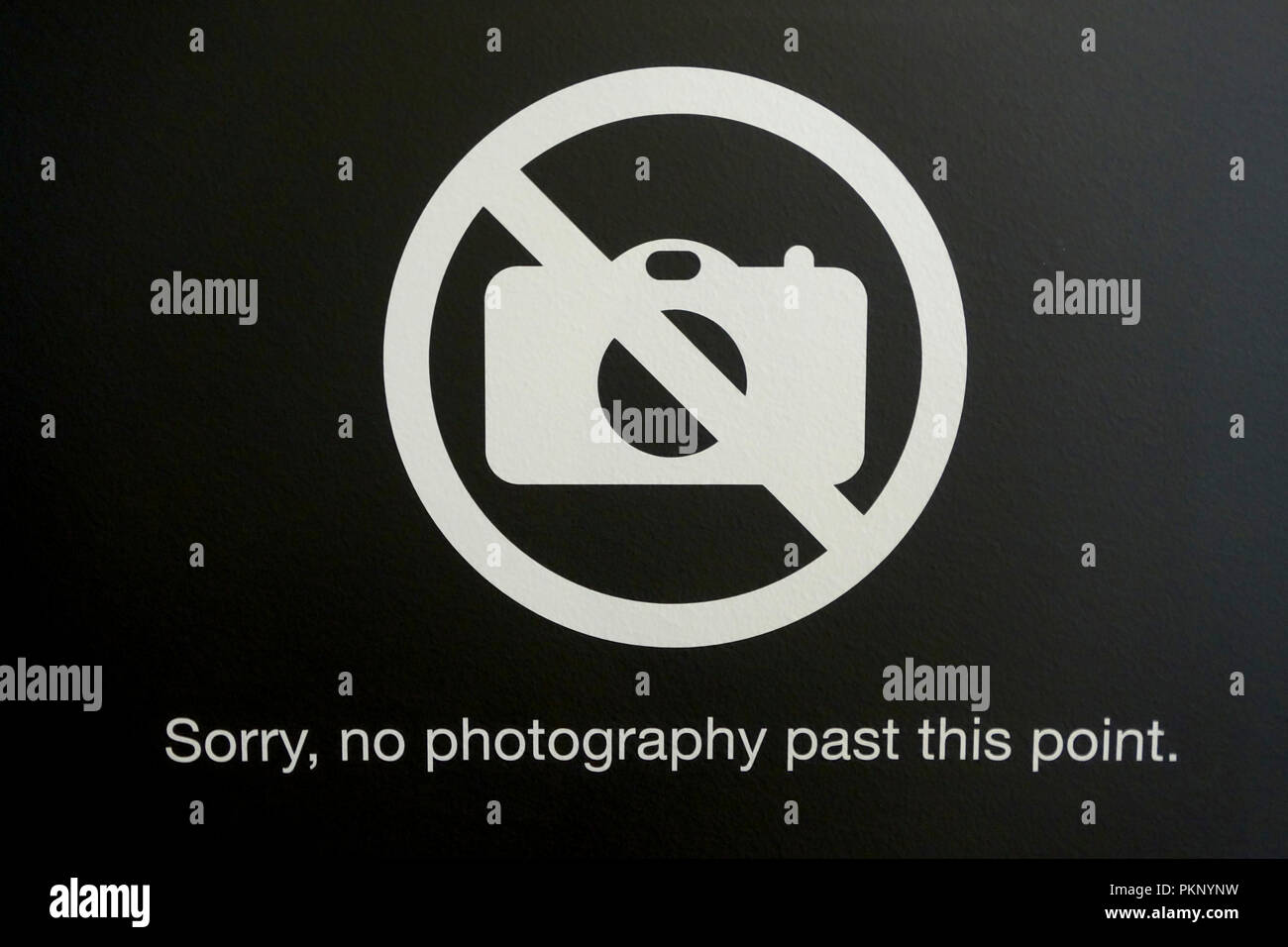Sorry, no photography past this point sign in an art gallery Stock ...