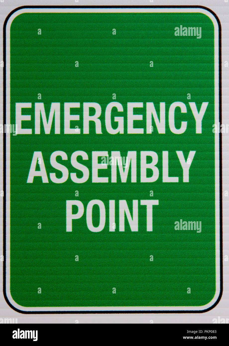 Emergency Assembly Point signage Stock Photo - Alamy