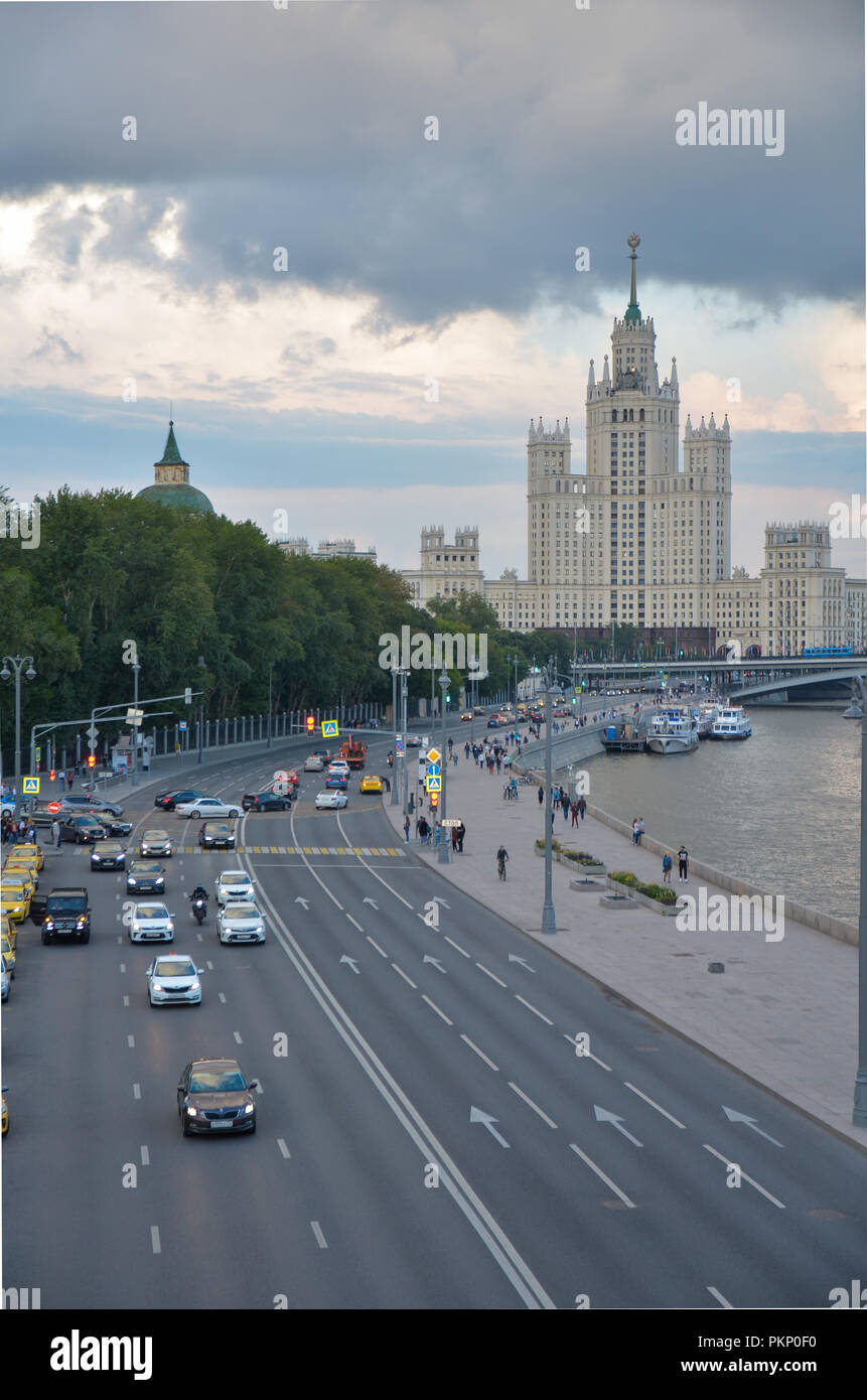 Stalinist building on the Kotelnicheskay Embankment, in Moscow, Russia ...
