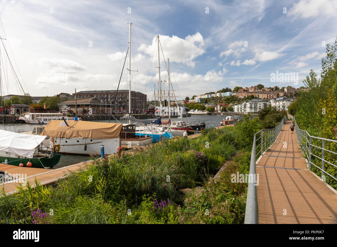 Pedestrian walkway to Porto Quay, Harbourside, City of Bristol, UK ...
