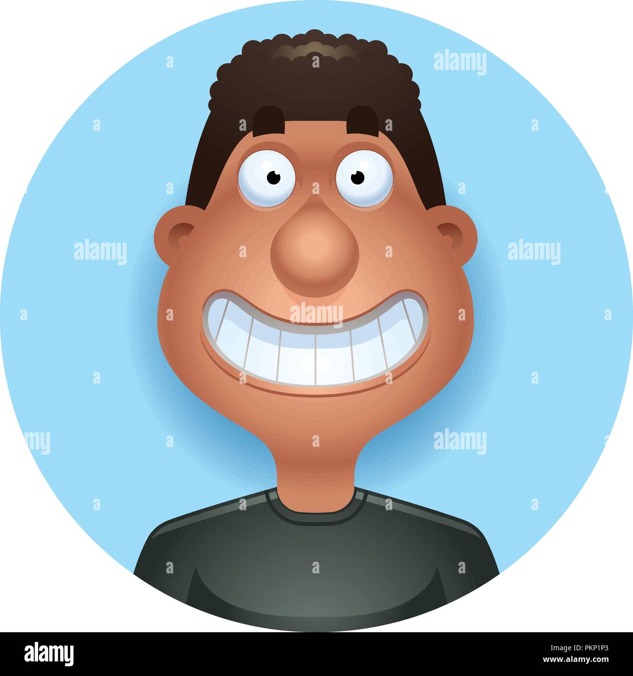 A cartoon illustration of a black man smiling looking happy Stock ...