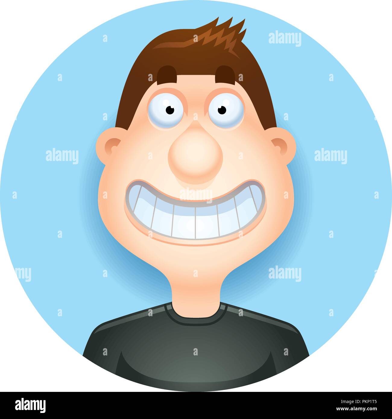 A cartoon illustration of a brunette man smiling looking happy Stock ...