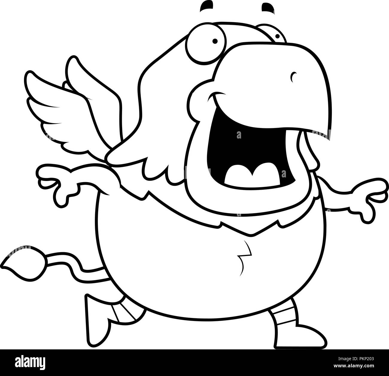 A cartoon illustration of a griffin walking and smiling Stock Vector ...