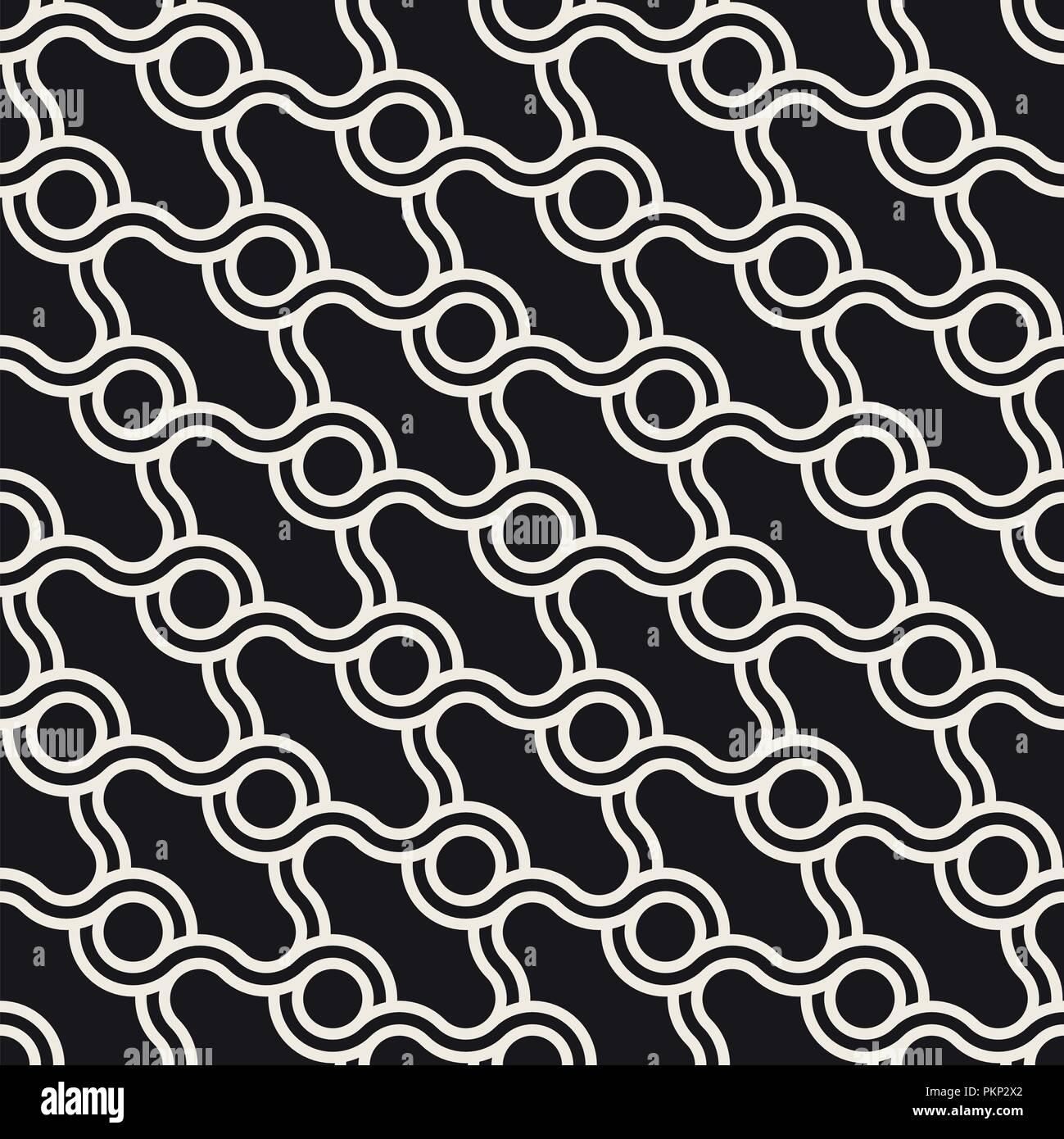 Vector seamless rounded interlacing lines pattern. Modern stylish abstract texture. Repeating ...