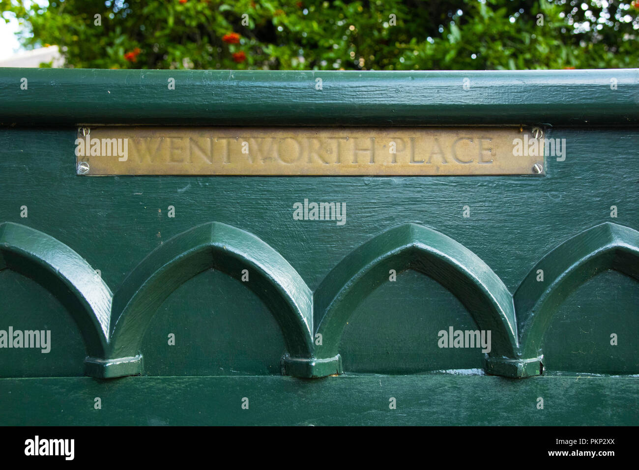 Dark green painted front Gate of Wentworth Place, Keat's House, Keat's ...