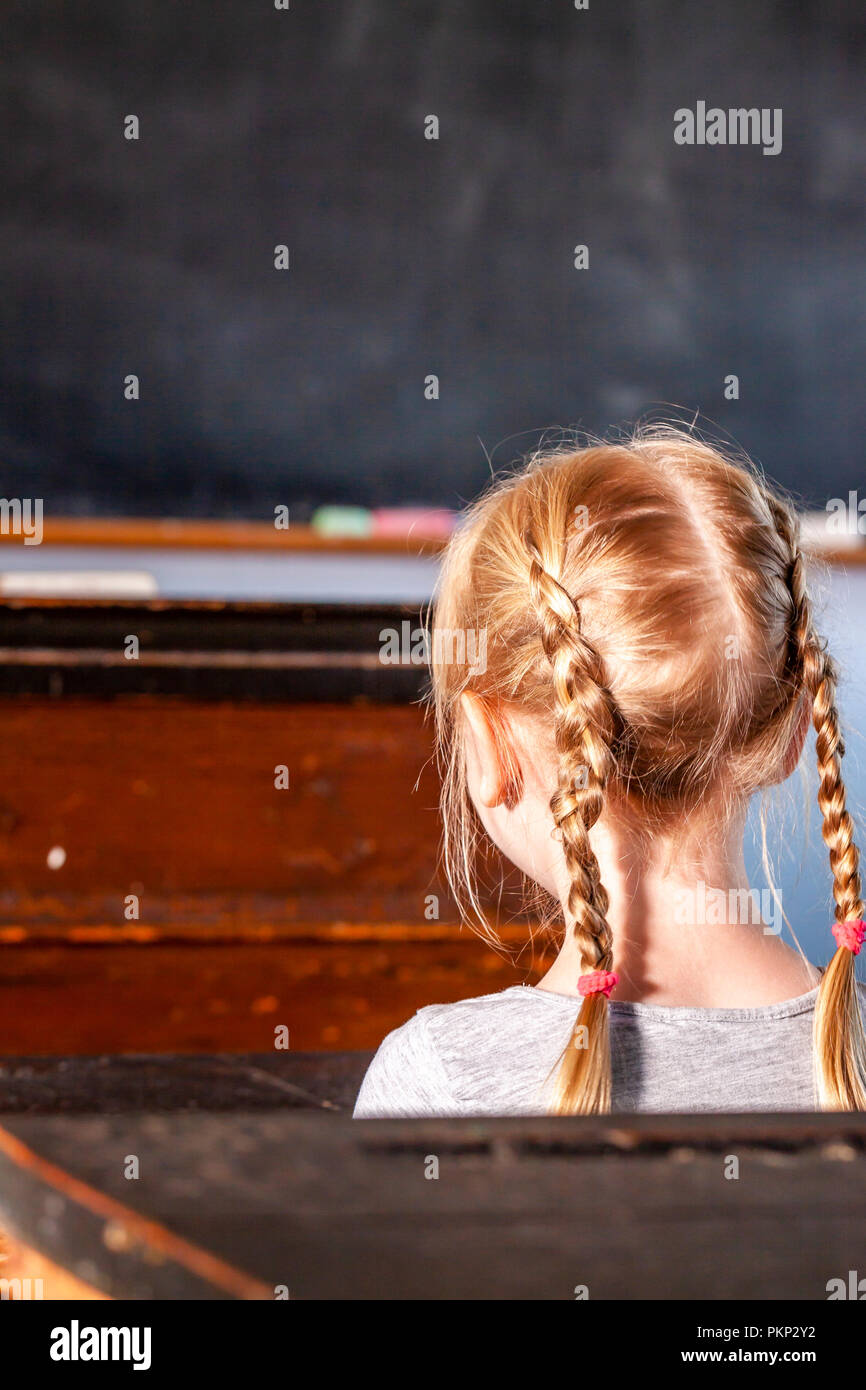 Concept of public primary school education with young girl in the ...