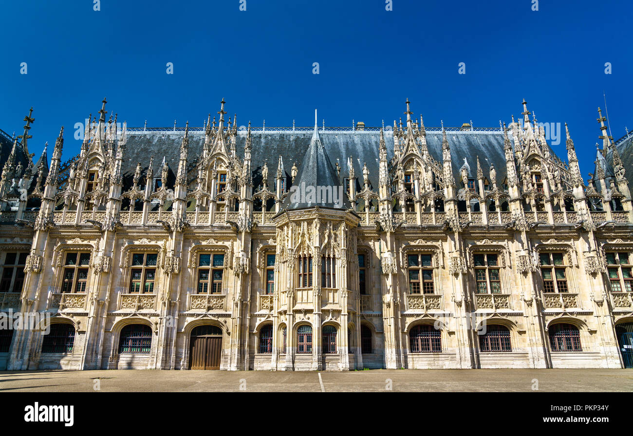 Gothic facade of the Palace of Justice in Rouen - Normandy, France ...