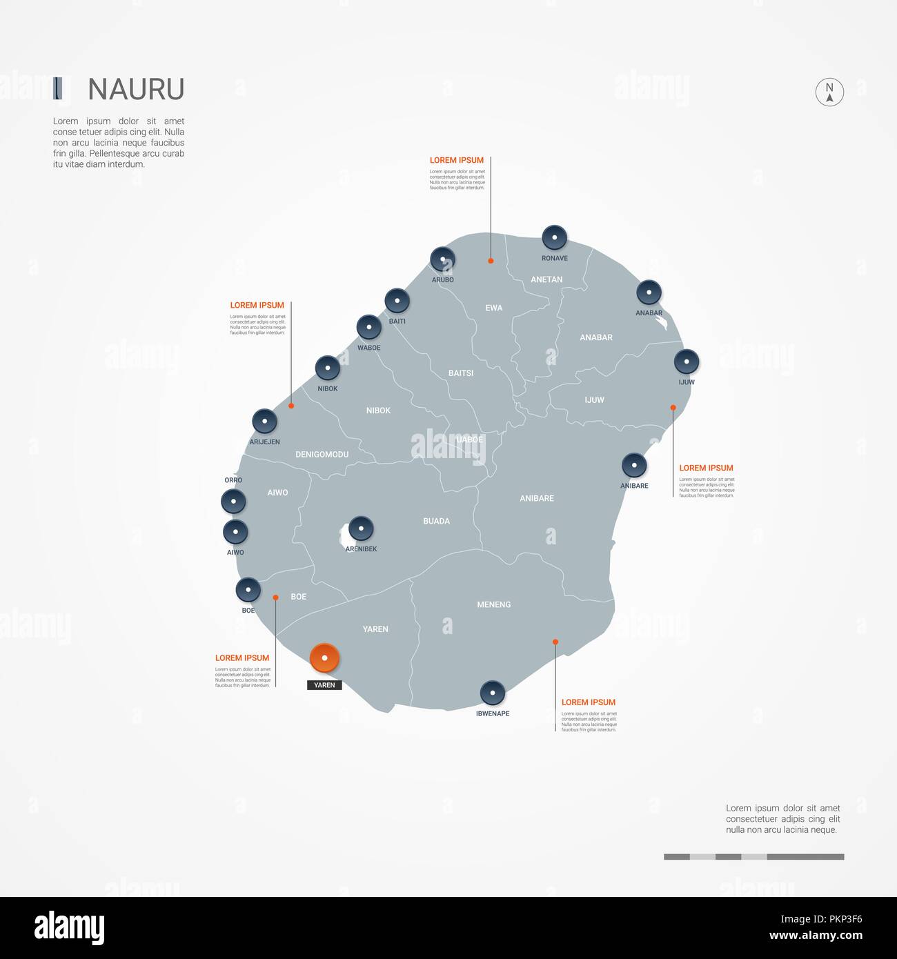Nauru map with borders, cities, capital and administrative divisions ...