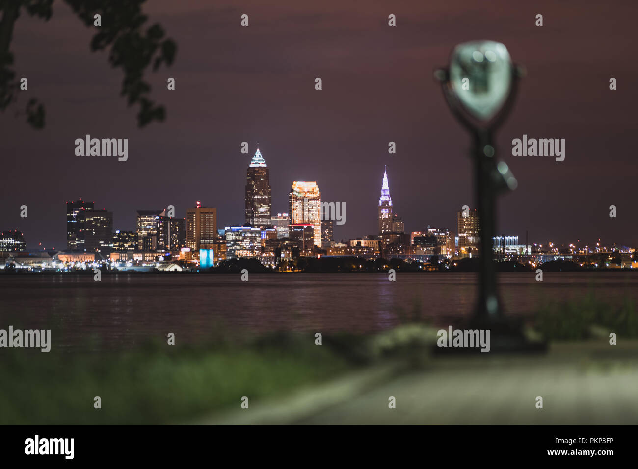Cleveland Skyline at Night Stock Photo - Alamy