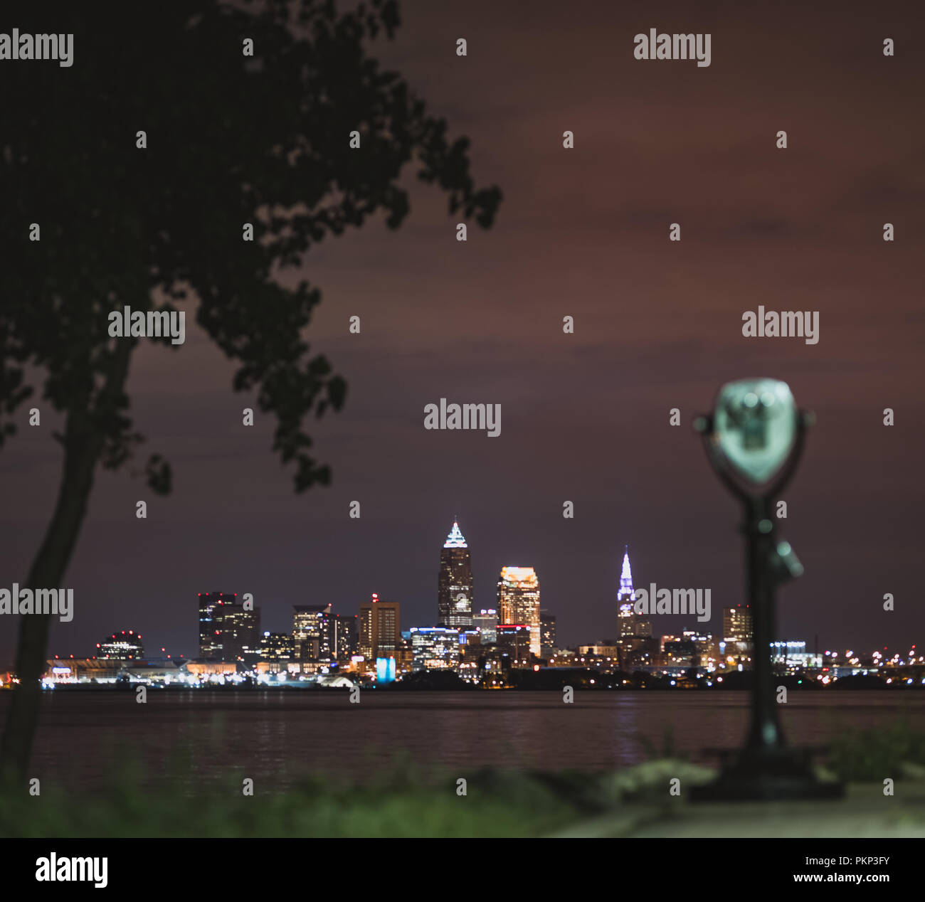 Cleveland Skyline at Night Stock Photo - Alamy