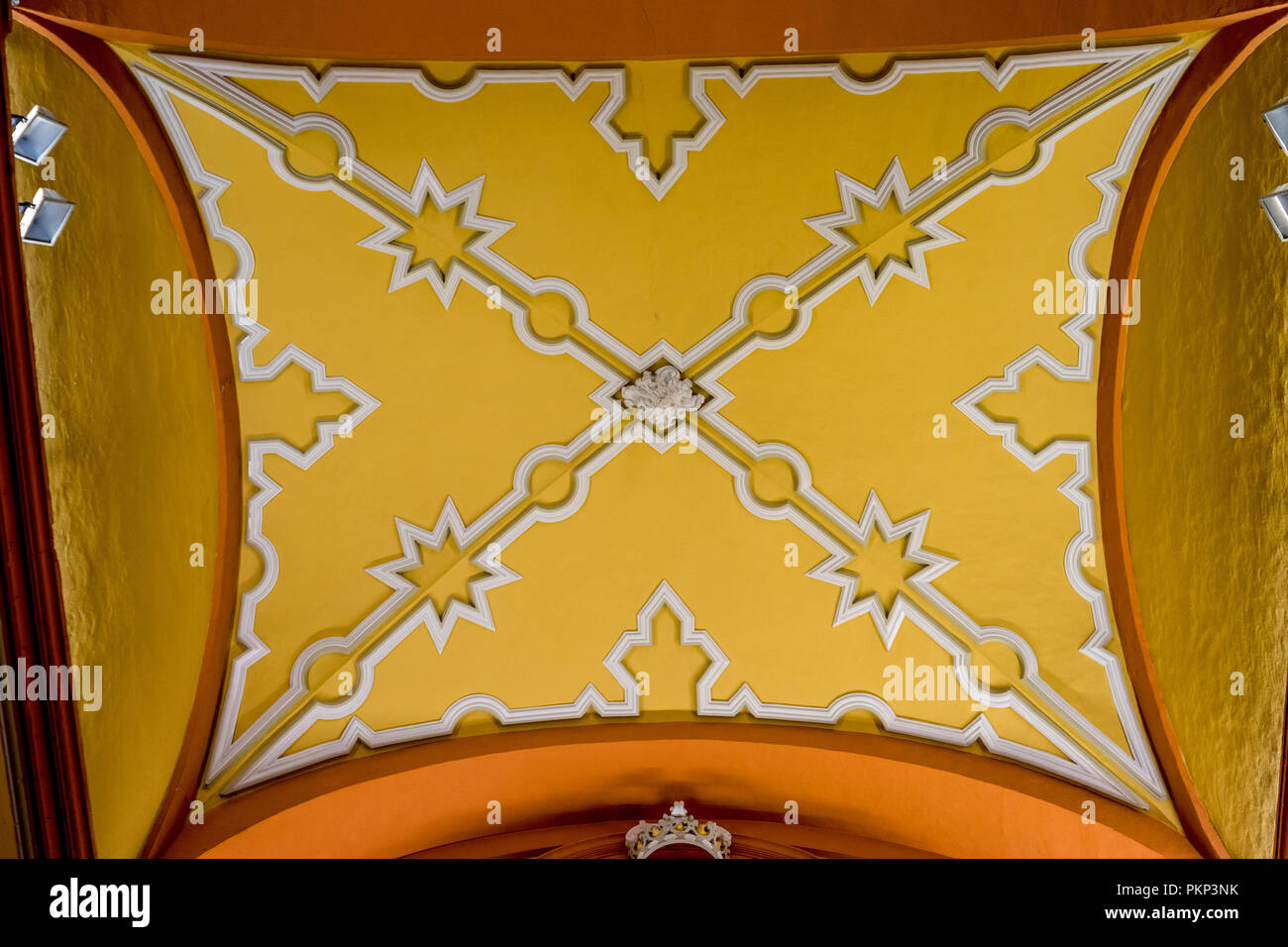 Seville, Spain- June 18, 2017:Magnificient design pattern with yellow ...