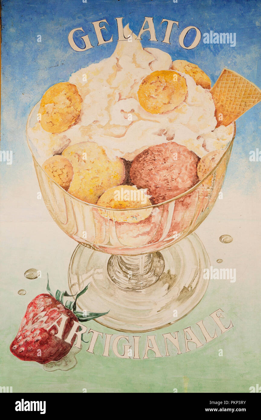 Italy, Lombardy, Lake Garda, gelato sign Stock Photo - Alamy