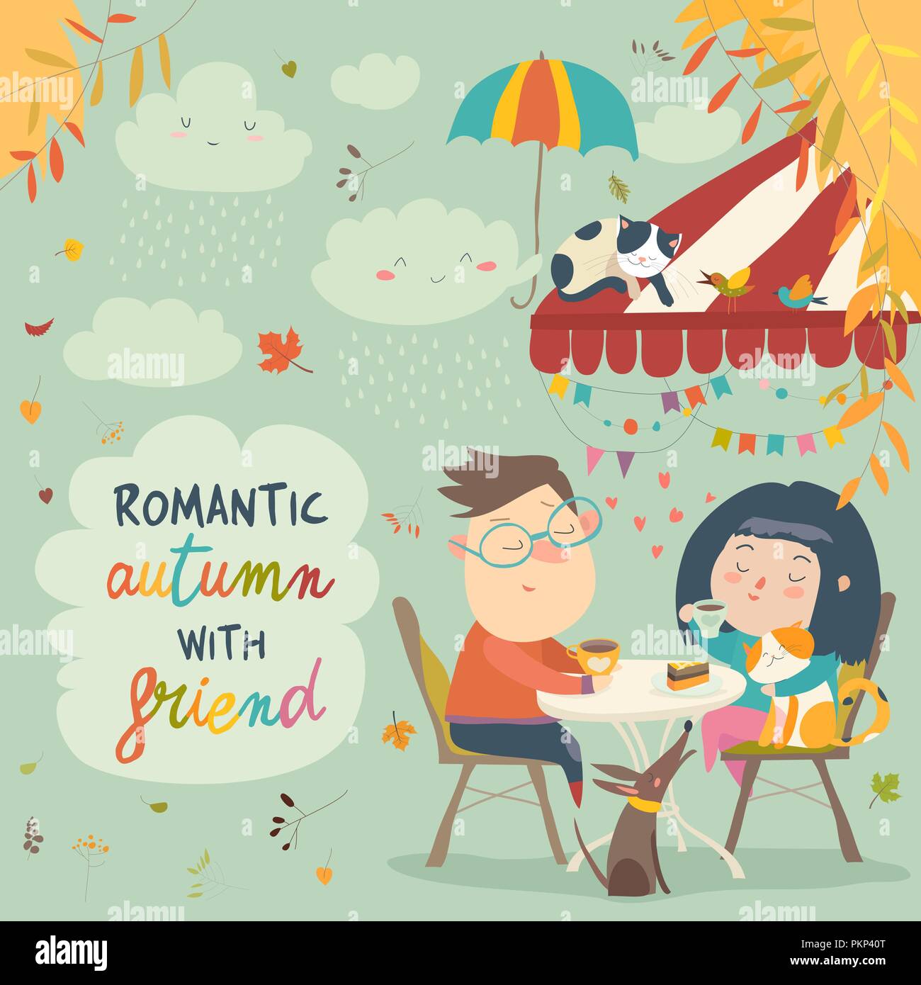 Couple cafe talking date Stock Vector Images - Alamy