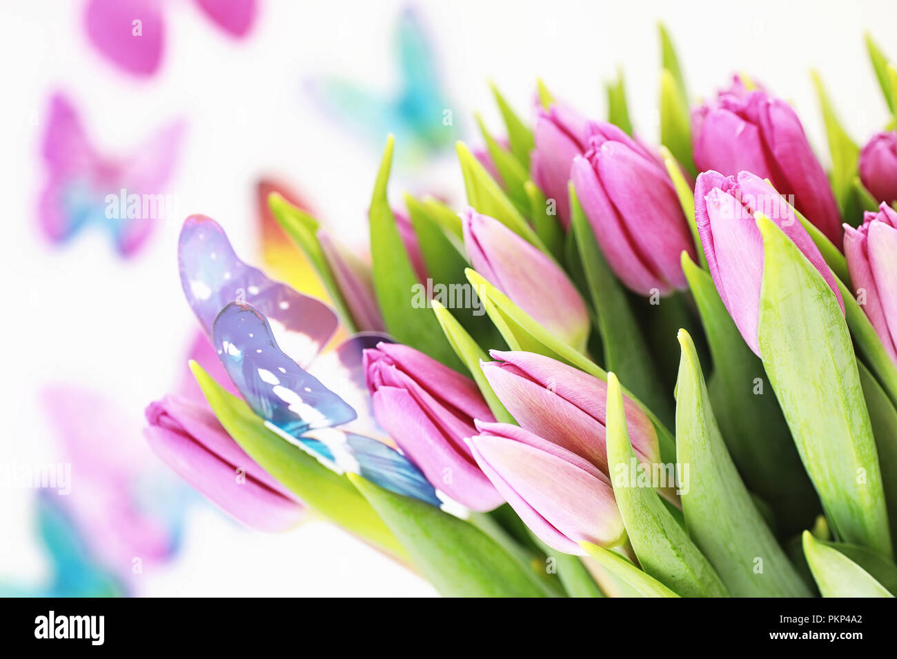 Bouquet of beautiful pink tulips Stock Photo - Alamy