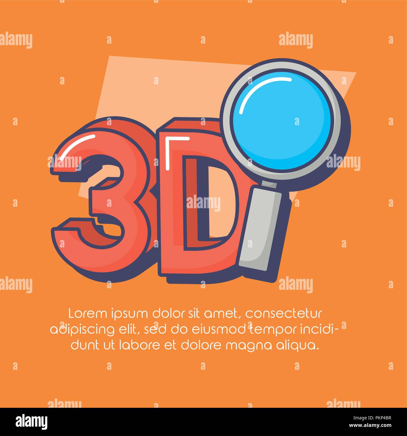 3d technology magnifying glass innovation vector illustration Stock ...