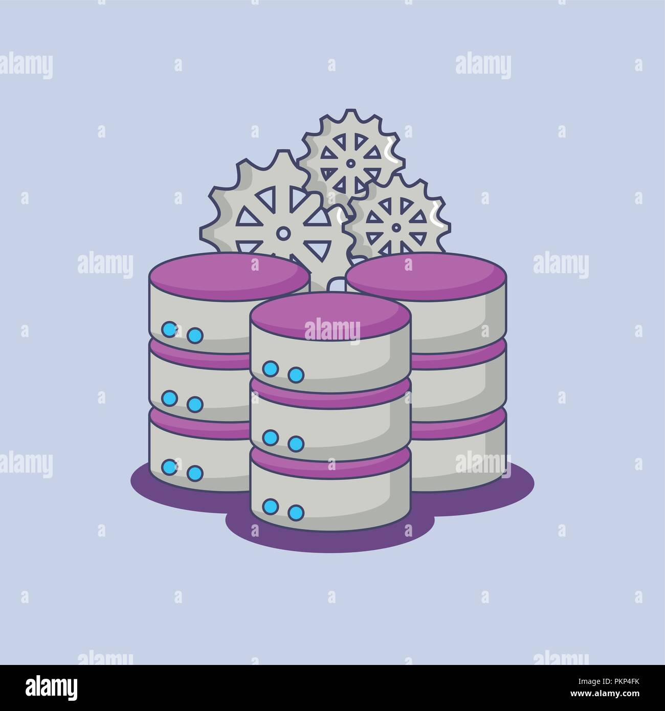 big data server center gears technology innovation vector illustration ...
