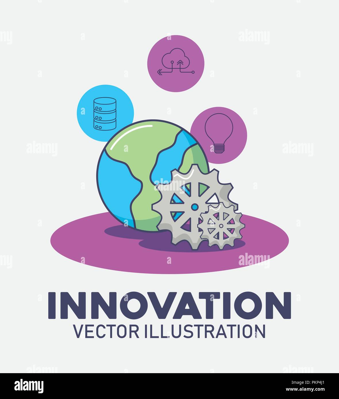 world planet and gear work technology innovation vector illustration ...