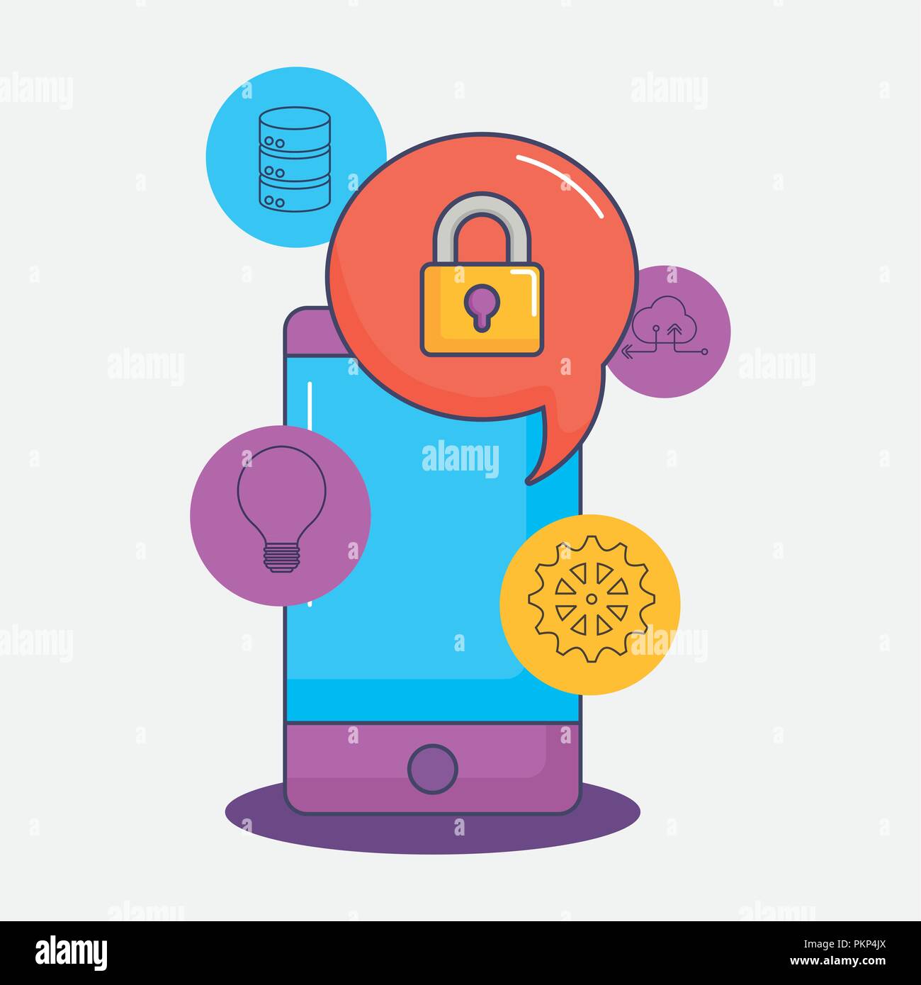 smartphone security protection data creativity innovation vector ...