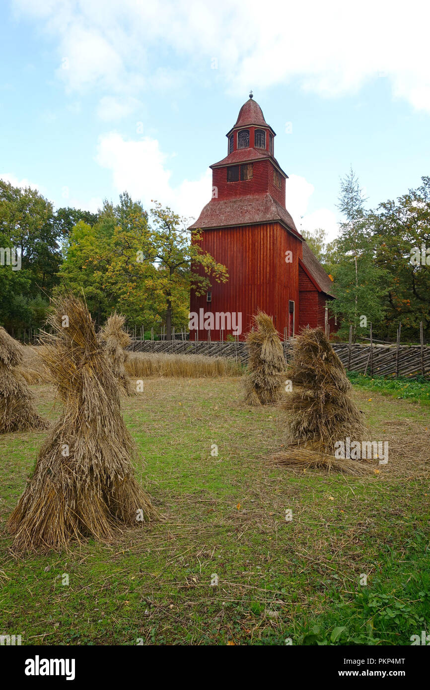 Old church at Skansen, the first open-air museum and zoo, located on ...