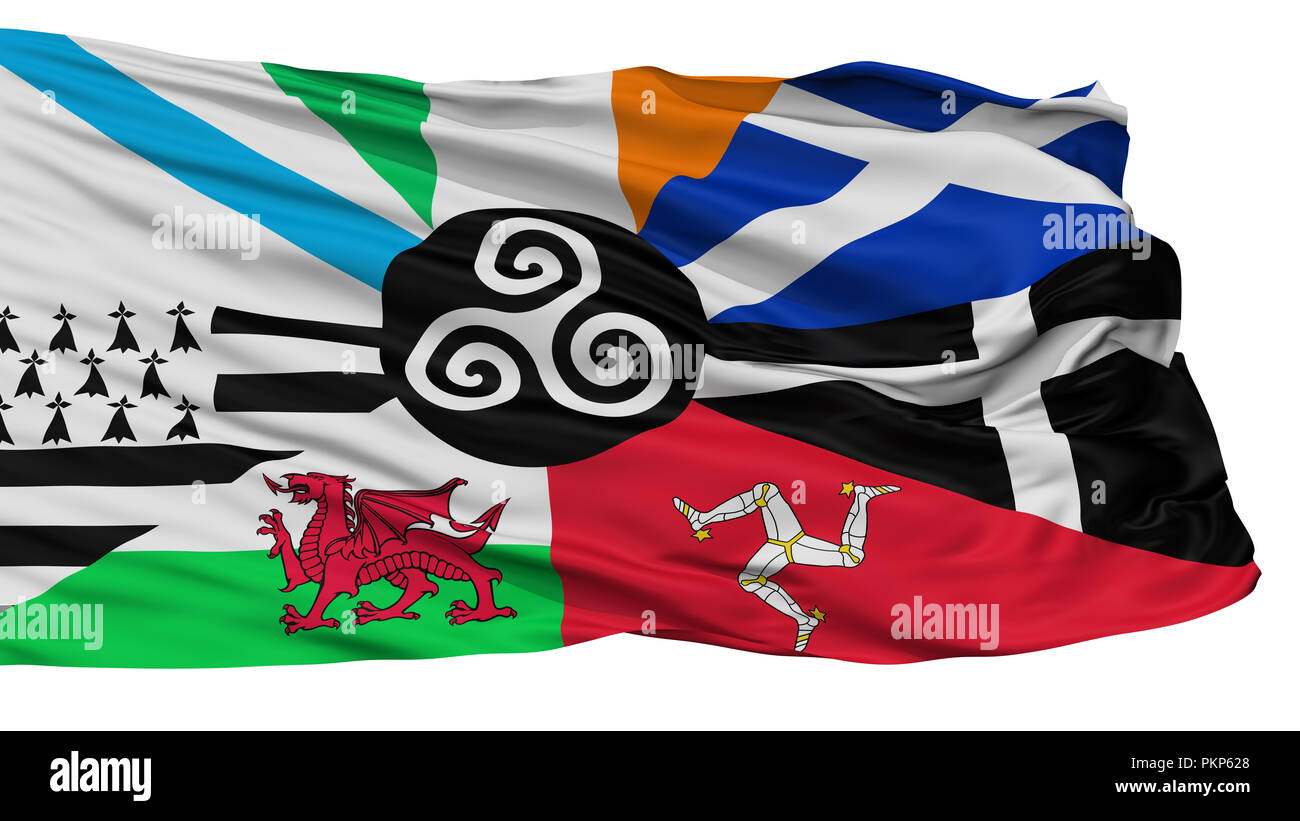 Combined Of The Celtic Nations Isolated Flag With White Background, 3D ...