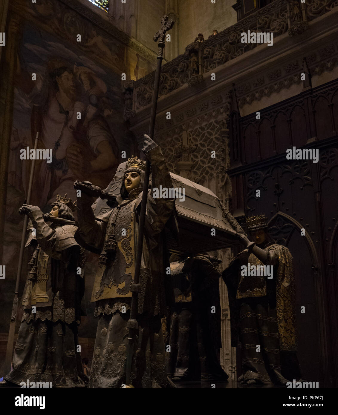 Seville, Spain - June 19: The tomb of Christopher columbus inside the ...