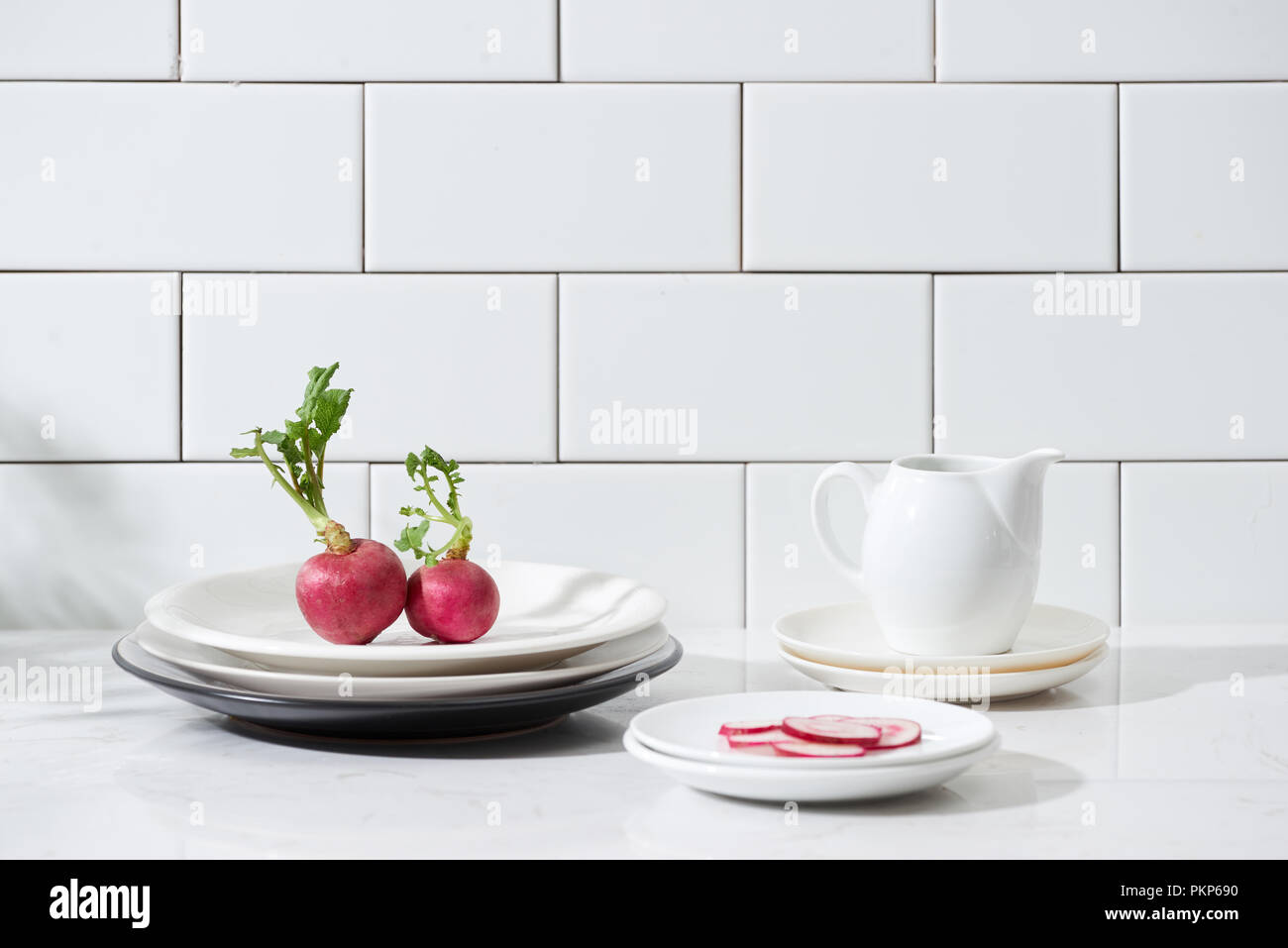 Still life with vegetables and kitchen utensils hi-res stock ...