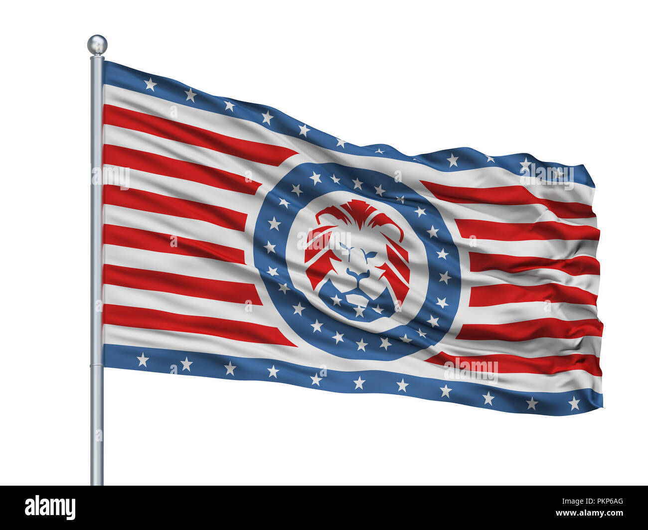 Trump Party Isolated Flag on Flagstaff, White Background, 3D Rendering ...