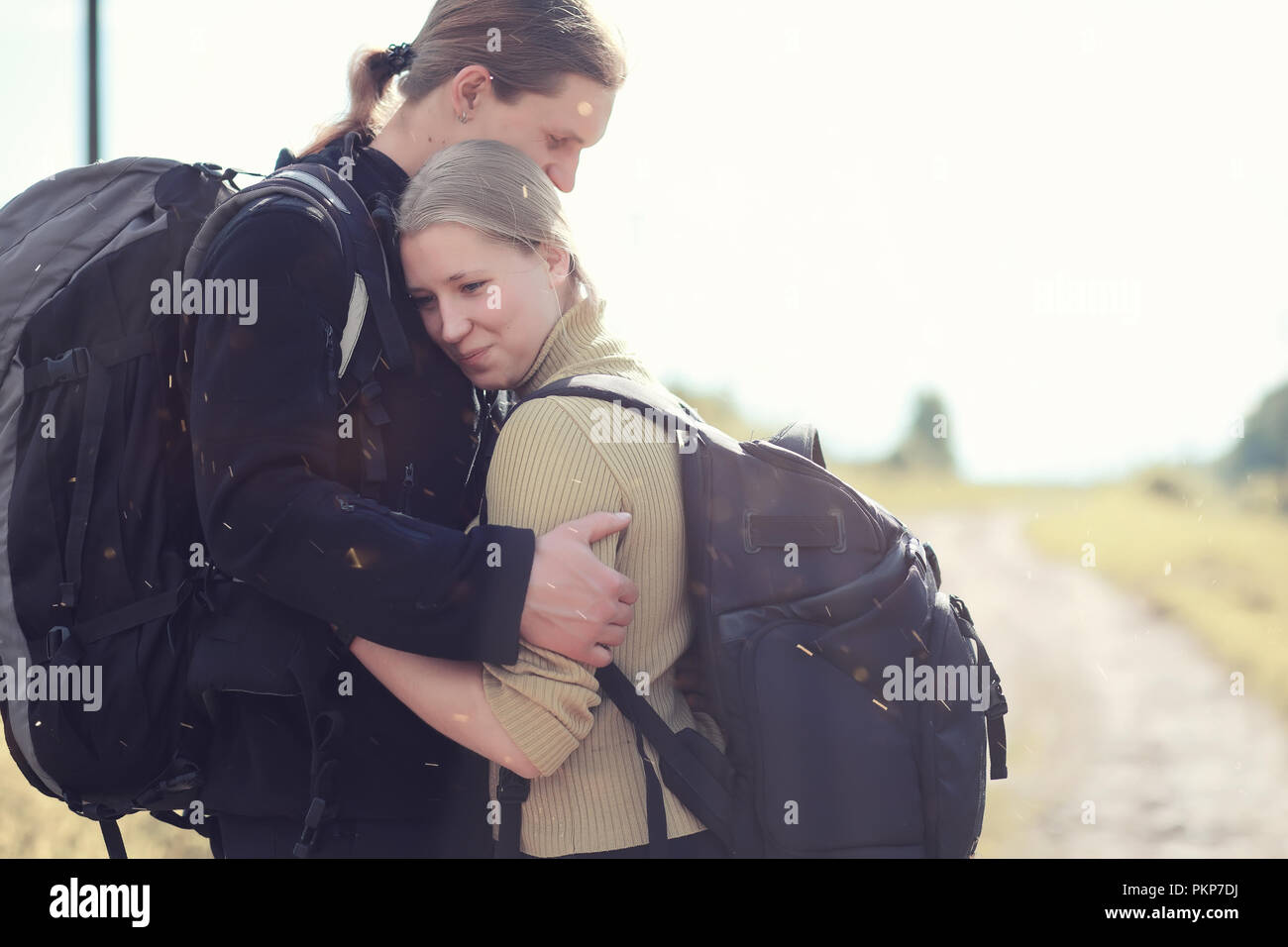 Traveling with a backpack on foot Stock Photo - Alamy